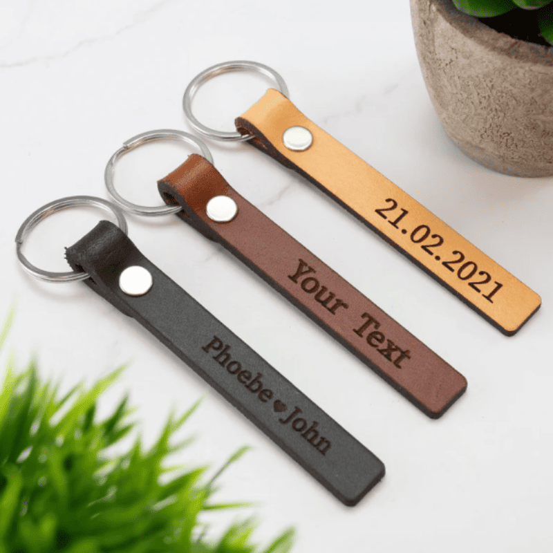 Alpha Grip Keychain – Personalised Leather Keyring in Black, Brown, or ...