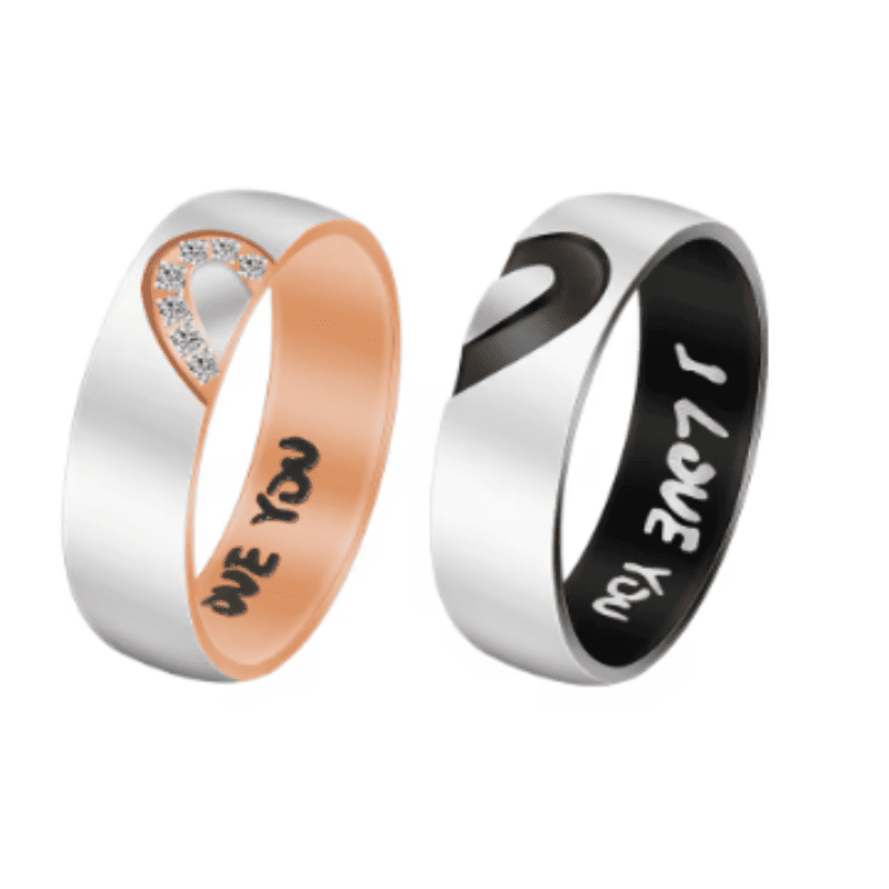 Eternal Bond Heart Promise Rings - Couple's Matching Rings for Lovers ...