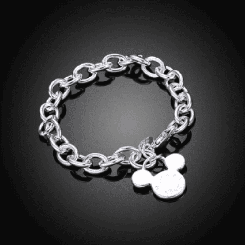 Mickey Mouse Luxe Chain – Disney-Inspired Silver Link Bracelet with ...