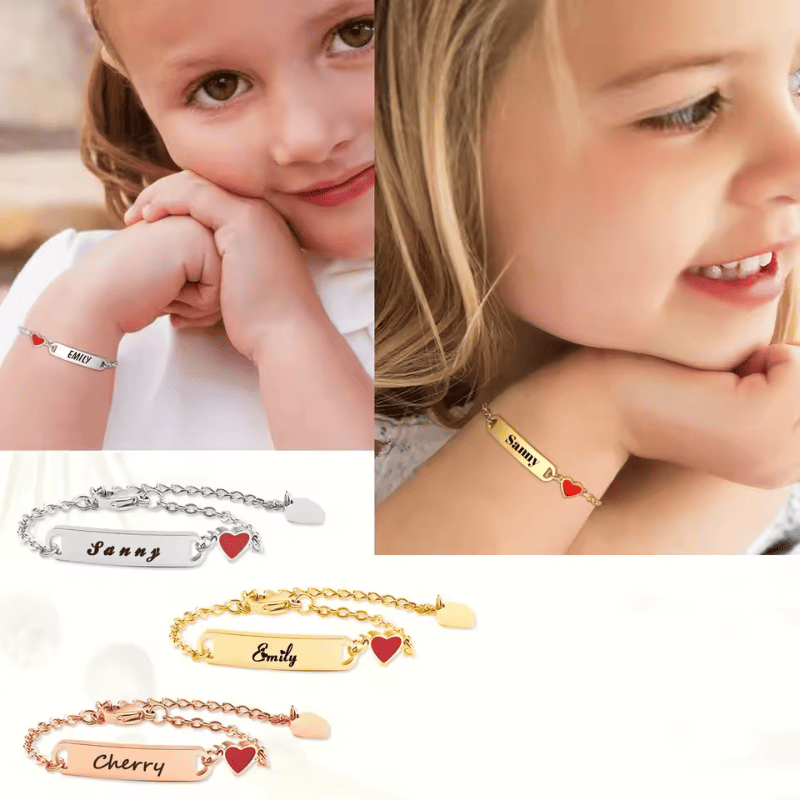 Sweetheart Name Bracelet – Personalised Engraved Heart Bracelet for ...